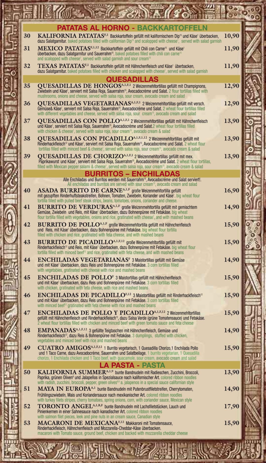 Menu - Cancún Restaurant-Alexanderplatz